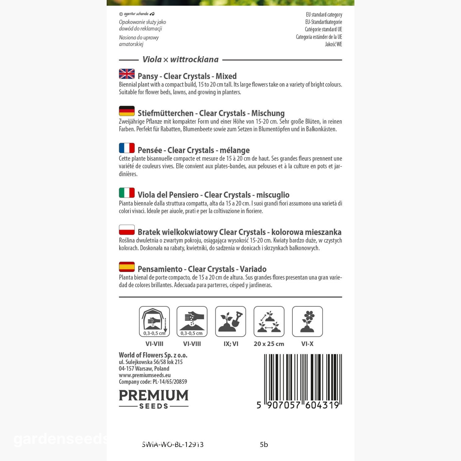 Bratek wielkokwiatowy Clear Crystals - kolorowa mieszanka – Garden ...